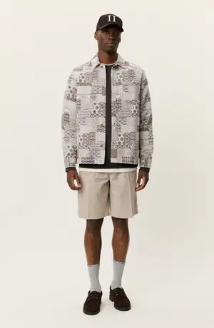 LES DEUX Layton Patch Jacquard Button-up Shirt Jacket