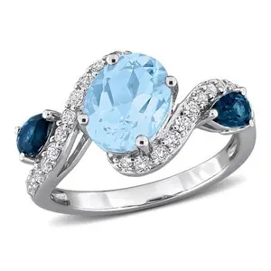 JULIANNA B. Gemstone And White Topaz Swirl Ring - Blue Topaz/sterling Silver