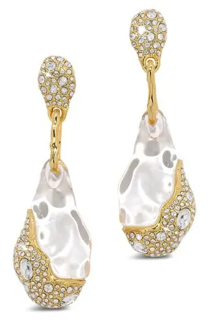 Alexis Bittar Liquid Lucite Crystal Pavé Drop Earrings - Gold/lucite