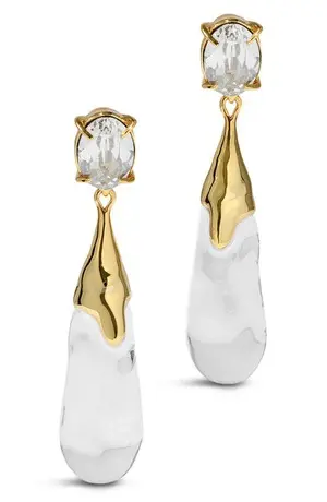 Alexis Bittar Small Bonbon Crystal Teardrop Earrings - Gold/lucite