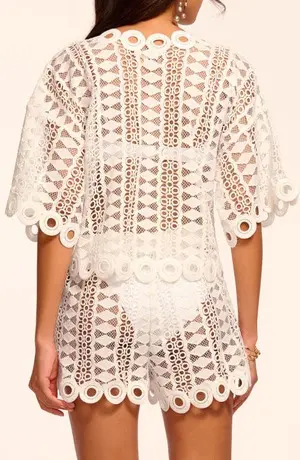 Ramy Brook Dottie Embroidered Cover-up Top