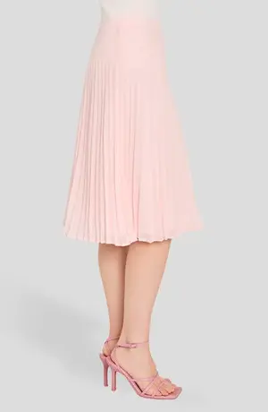 TAHARI ASL Pleated Chiffon Skirt - Tea Rose