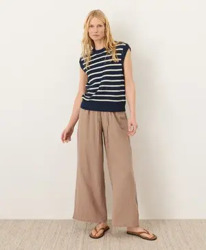 PACT Organic Cotton Shoreline Relaxed Shell - Seabreeze Stripe Navy Blue