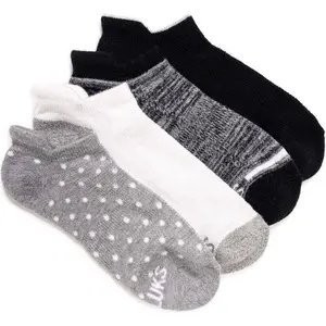 MUK LUKS Sporty Low Cut Ankle Socks 4-Pack Ebony