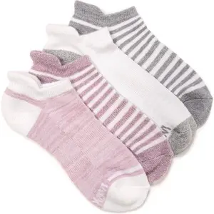 MUK LUKS Sporty Low Cut Ankle Socks 4-pack - Grey/purple