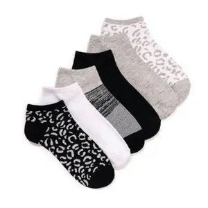 MUK LUKS Low Cut Novelty Socks 6 Pair Pack - Black/white