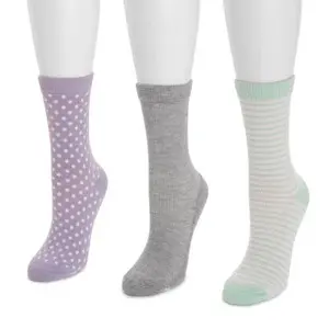 MUK LUKS Dream Step Crew Socks 3 Pair Pack - Mint/purple