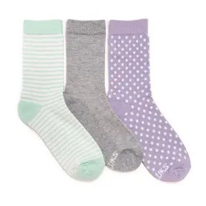 MUK LUKS Dream Step Crew Socks 3 Pair Pack - Mint/purple