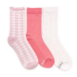 MUK LUKS Dream Step Crew Socks 3 Pair Pack - Pink