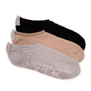 MUK LUKS Ballerina Cozy Socks With Grippers 3-pair Pack - Black/pink/grey