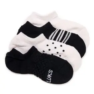 MUK LUKS Dream Step No Show Sock Liners 4 Pack - White/black