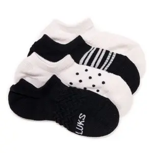 MUK LUKS Dream Step No Show Sock Liners - 4 Pack White/black