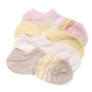 MUK LUKS Dream Step No Show Sock Liners 4 Pack - Yellow/pink