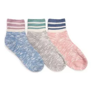 MUK LUKS Rib Cuff Mini Crew Socks 3 Pair Pack