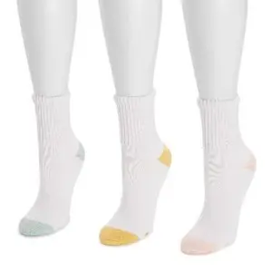 MUK LUKS Cotton Quarter Crew Socks With Wide Rib Cuff