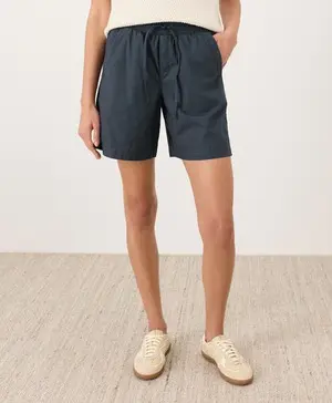 PACT Organic Cotton Stretch Poplin Shorts - Steel Blue