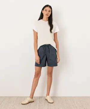 PACT Organic Cotton Stretch Poplin Shorts - Steel Blue