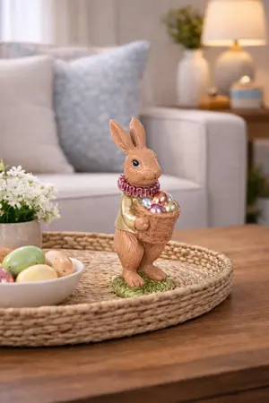 GALLERIE II Chocolate Polyresin Easter Rabbit Medium Figurine 6.42