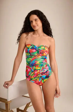 SHAPESOLVER Monroe Underwire One-piece Swimsuit - Cherry Grove