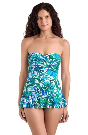 SHAPESOLVER Skirted One-piece Swimsuit - Imperial Paisley