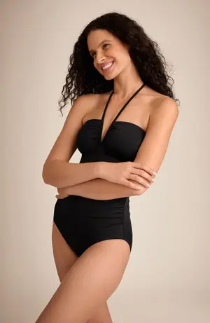 SHAPESOLVER Sutton V-wire Bandeau One-piece Swimsuit - Black