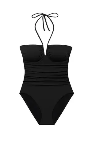 SHAPESOLVER Sutton V-wire Bandeau One-piece Swimsuit - Black