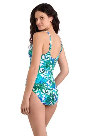 SHAPESOLVER Brynn Twist Underwire One-piece Swimsuit - Imperial Paisley