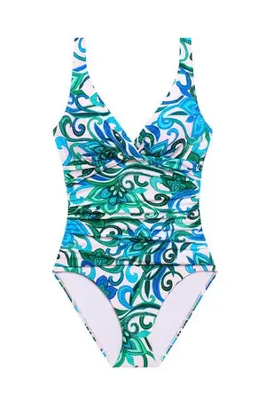 SHAPESOLVER Brynn Twist Underwire One-piece Swimsuit - Imperial Paisley