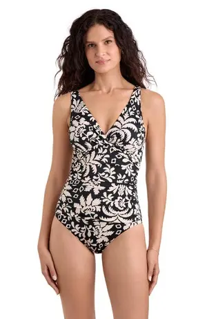 SHAPESOLVER Brynn Twist Underwire One-piece Swimsuit - Palm Royale