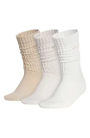 Adidas Originals Assorted 3-pack Scrunch Crew Socks - Stone Khaki/grey/off White