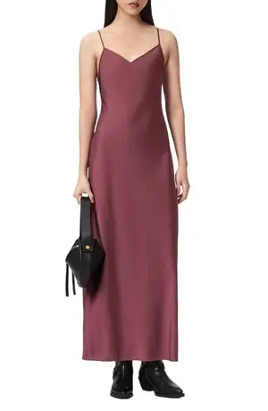 ALLSAINTS Bryony V-neck Maxi Slipdress - Raspberry Pink