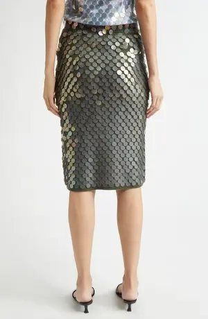 ZANKOV Matteo Pointelle Knit Paillette Merino Wool & Cashmere Skirt