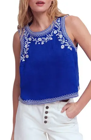 Boden Sofia Embroidered Linen Top