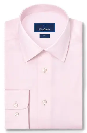 David Donahue Slim Fit Stretch Twill Dress Shirt - Pink