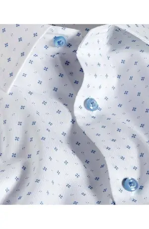 David Donahue Regular Fit Neat Cotton Dobby Dress Shirt