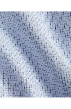 David Donahue Trim Fit Microgrid Cotton Dobby Dress Shirt - White/blue