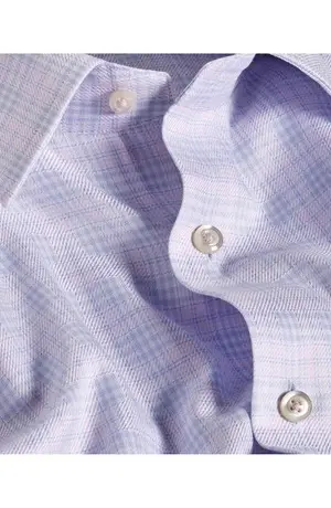 David Donahue Trim Fit Check Cotton Dobby Dress Shirt
