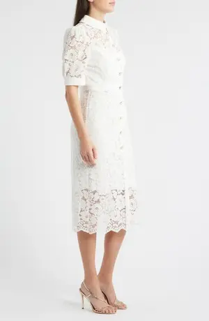 TAHARI ASL Crepe & Lace Shirtdress