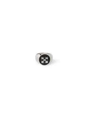 Off-White Round Arrow Ring - Silver