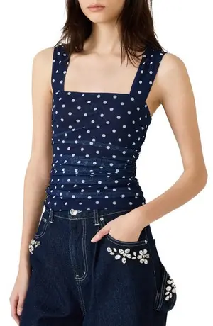 Steve Madden Polka Dot Mesh Top