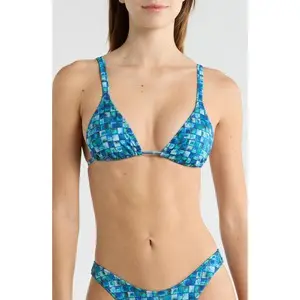 PACSUN Rae Shine Triangle Bikini Top - Blue Multi