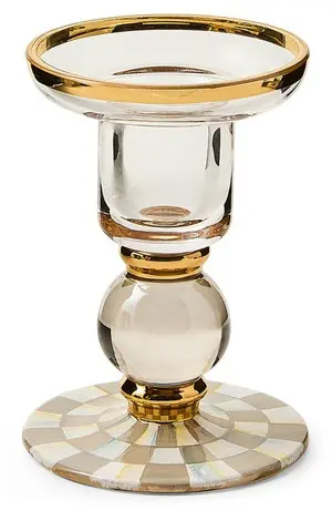 MACKENZIE-CHILDS Check Glass Candleholder - Sterling