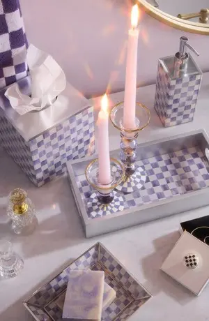 MACKENZIE-CHILDS Check Glass Candleholder
