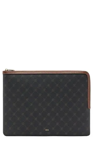 Mango Monogram Logo Faux Leather Laptop Case - Brown