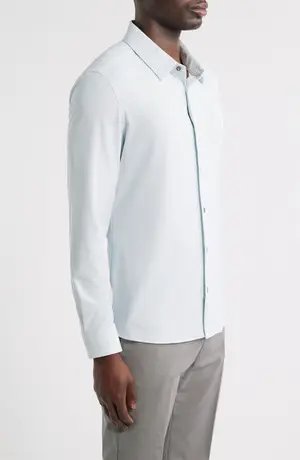 7 Diamonds Aldridge Knit Button-up Shirt - Ice Blue