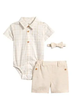 PETIT LEM Bodysuit, Shorts And Bow Tie Set