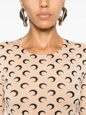 MARINE SERRE Moon Print Second Skin Top - Beige