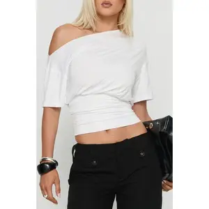 Princess Polly Ashlinn Drapey Crop Top - White