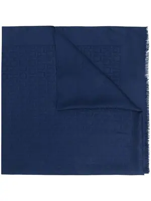 FERRAGAMO Gancini Silk And Wool Stole - Blue