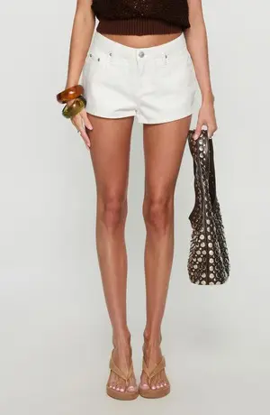 Princess Polly Low Rise Denim Shorts - White